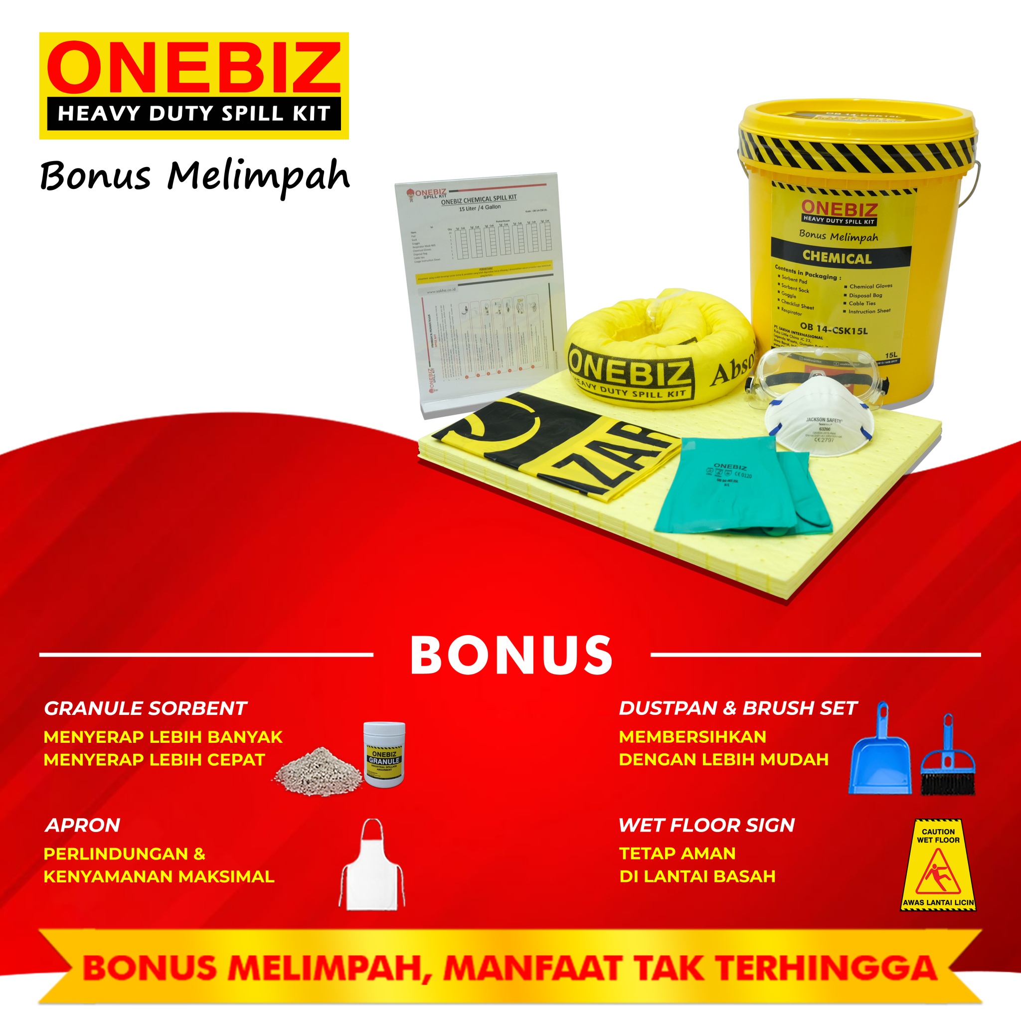 Jual ONEBIZ CHEMICAL SPILL KIT 15 Liter SPILL KIT OB 14-CSK